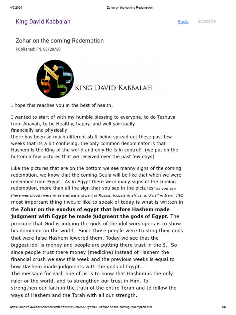 Zohar On The Coming Redemption | PDF | Zohar | Names Of God In Judaism