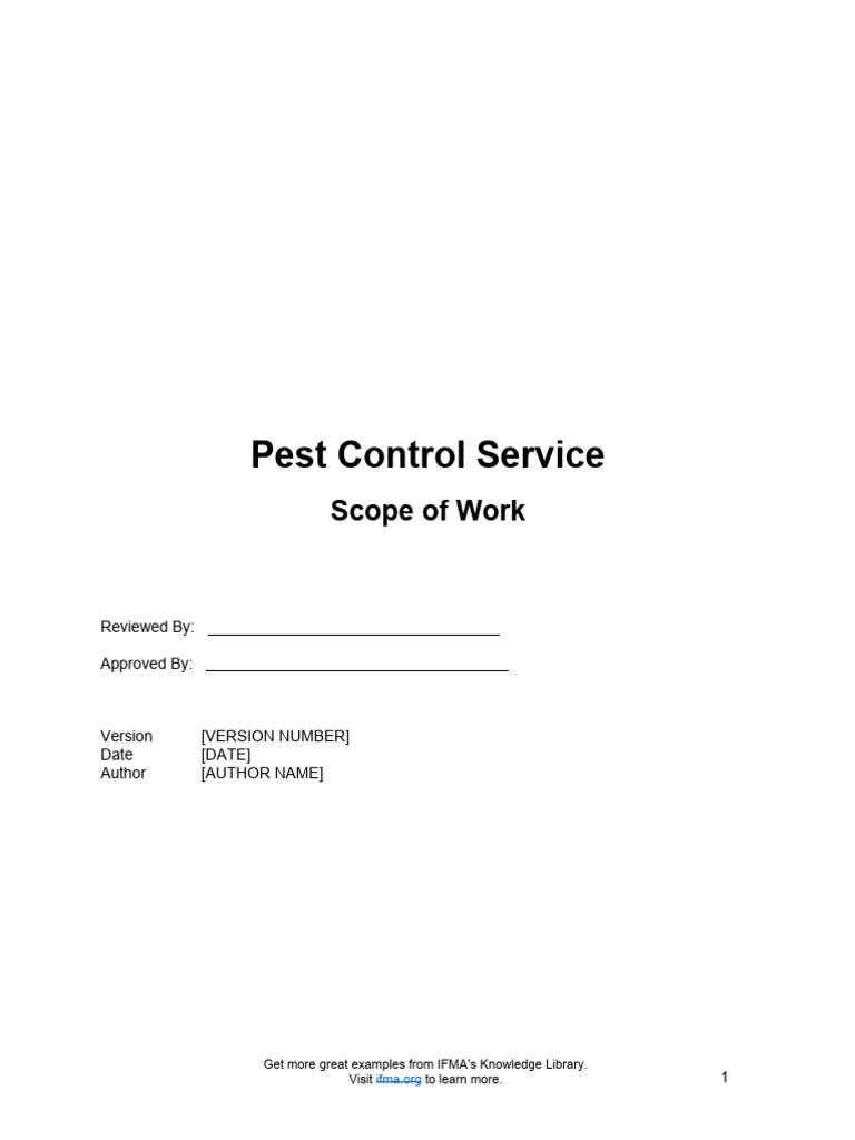 PestControlSOW Example | Download Free PDF | Pest Control | Employment
