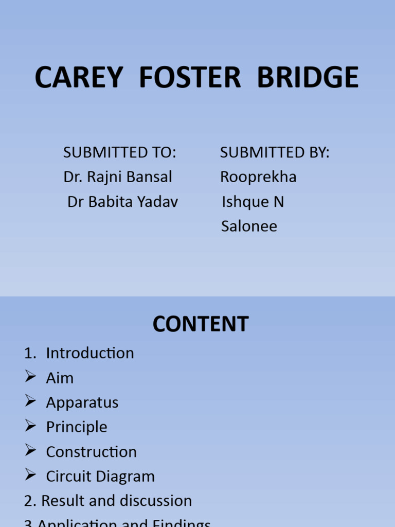 Carey Foster Bridge Experiment Overview | PDF | Electrical Engineering ...