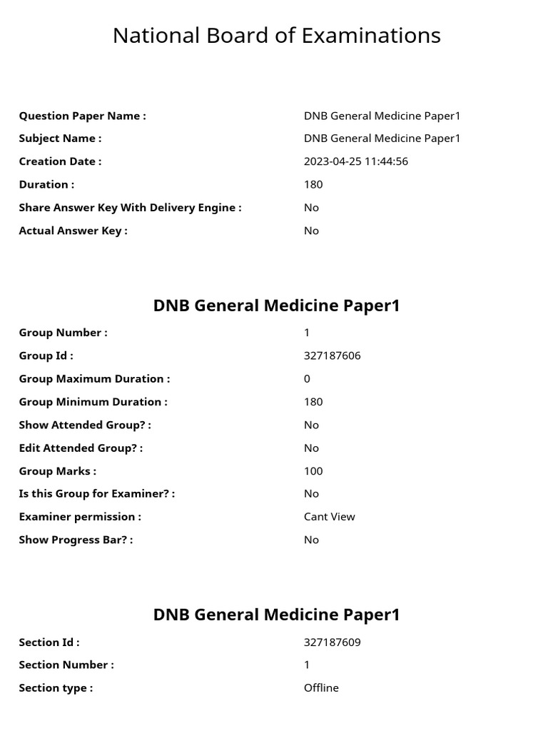 DNB General Medicine Paper1 | PDF | Heart | Medical Specialties