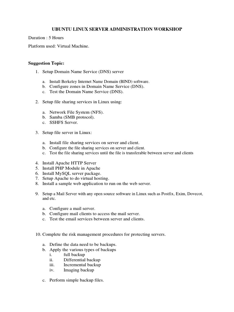 Ubuntu Linux Server Administration Workshop | PDF | Technology ...