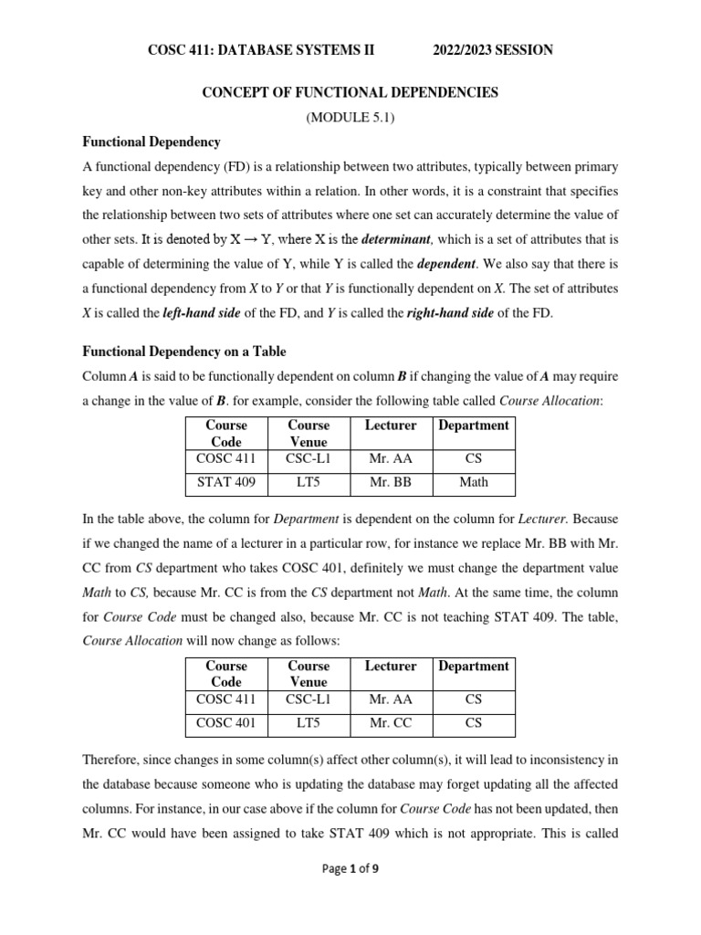 Understanding Functional Dependencies in Databases | PDF | Data ...
