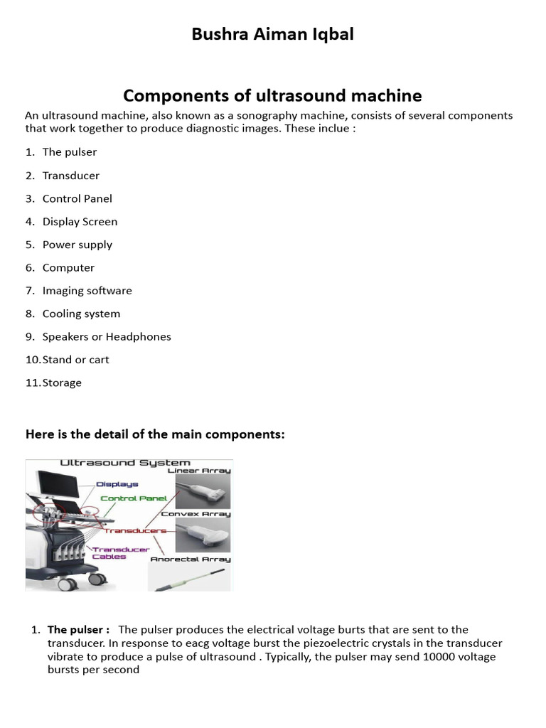 Bushra Aiman Iqbal (Components of Ultrasound Machine) | PDF | Medical ... Bushra Aiman Iqbal (Components of Ultrasound Machine) | PDF | Medical ...