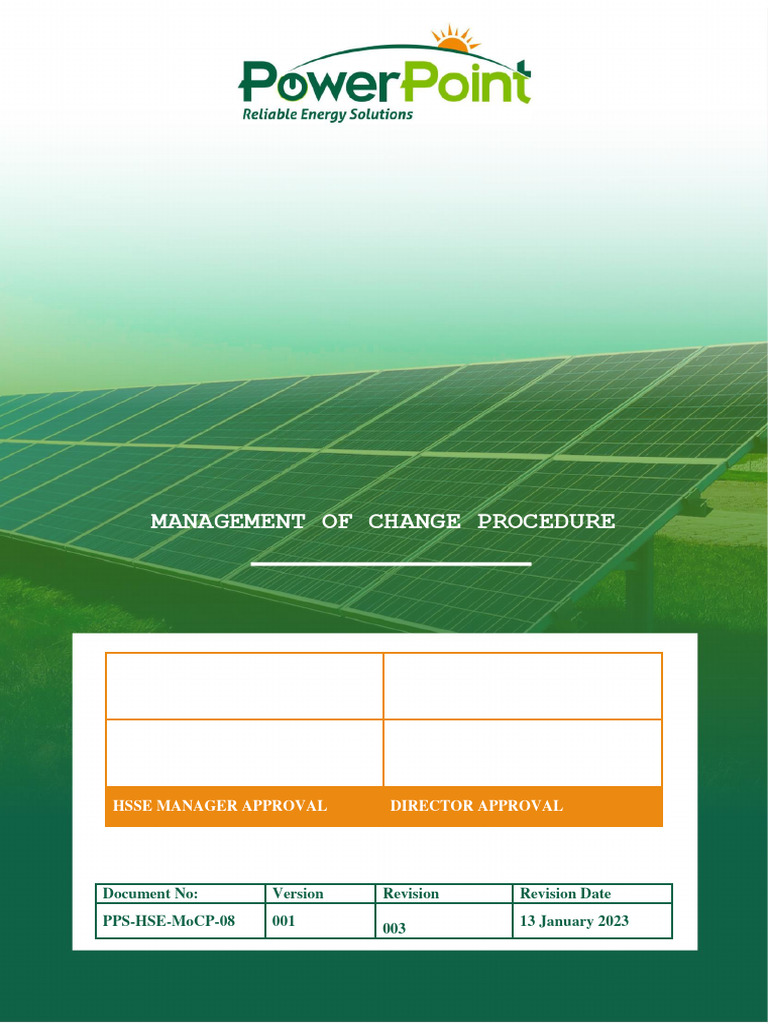 Management of Change Procedure Overview | PDF | Occupational Safety And ...