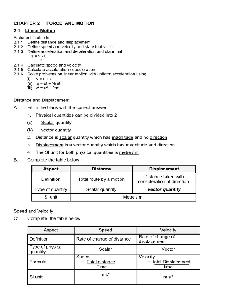 Form 4 Physics Chapter 2 1 2 4 Teacher S | PDF | Acceleration | Momentum