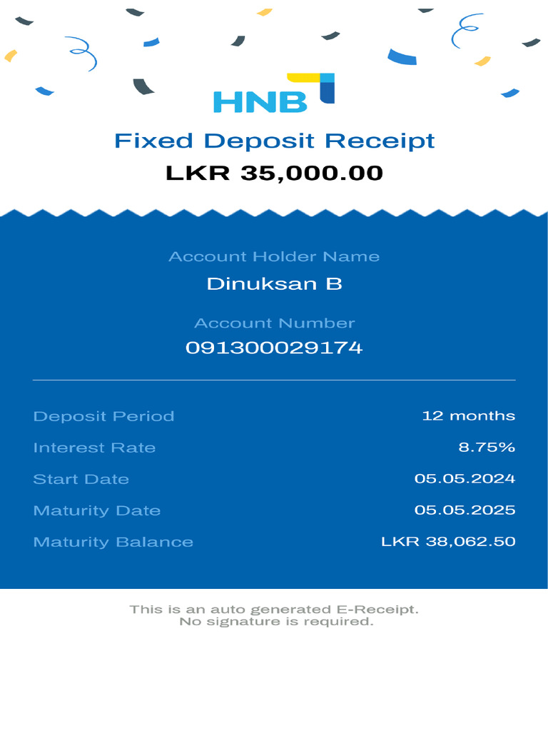 HNB DL FD Receipt 20240505 112640 | PDF
