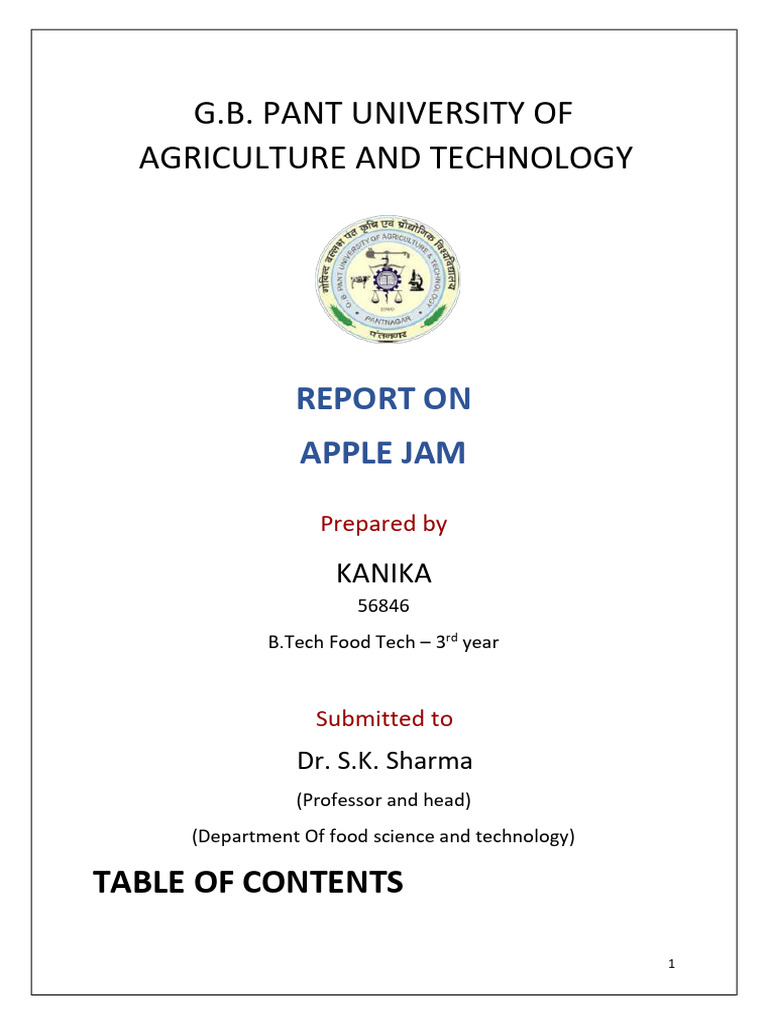 KANIKA Report Apple Jam | PDF | Fruit Preserves | Nutrition