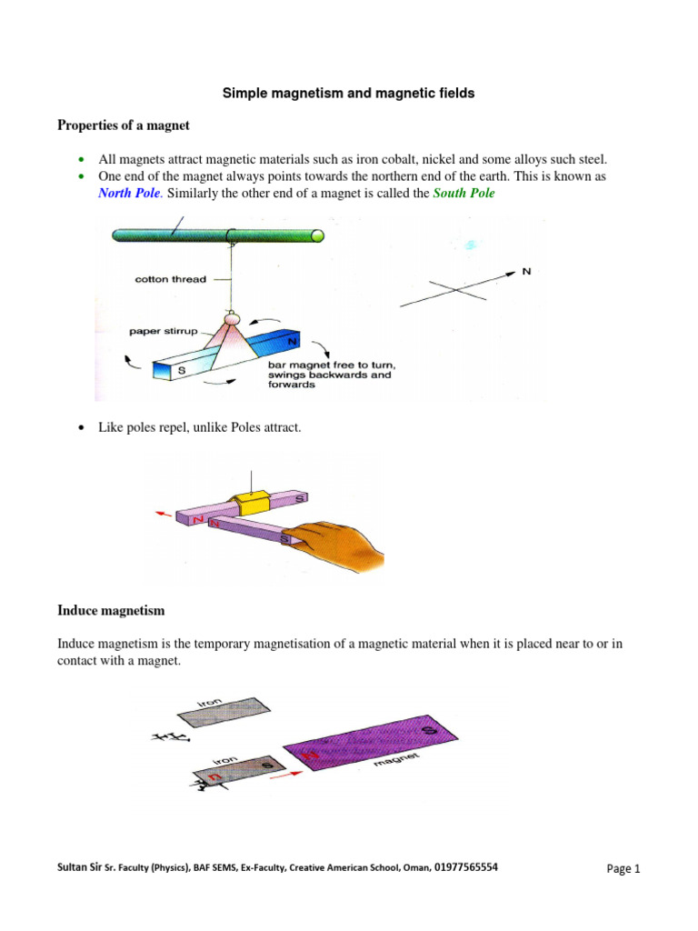 Magnets and Magnetic Effects | PDF | Electromagnetic Induction ...