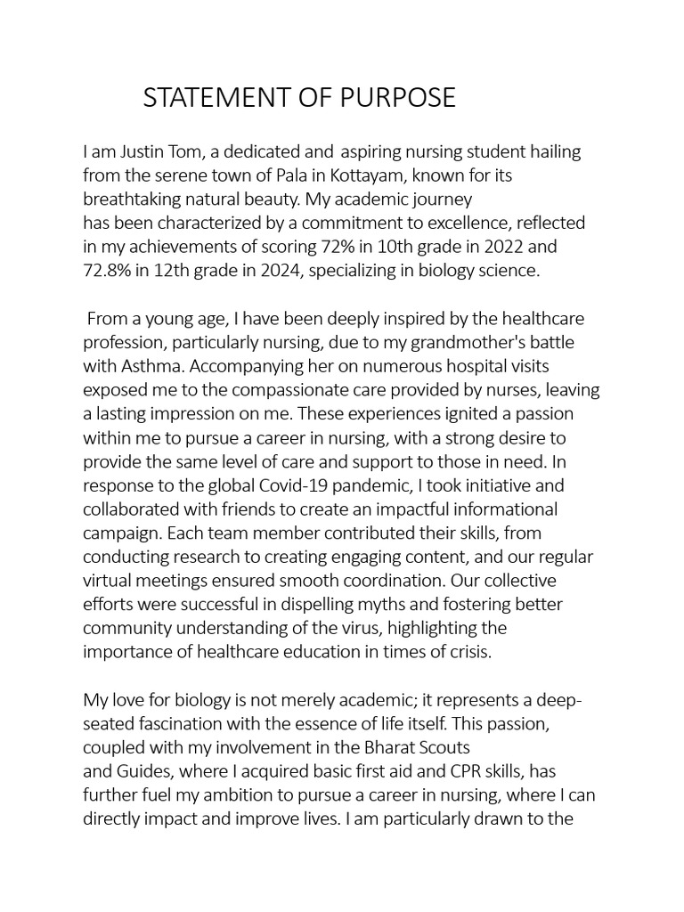 Statement of Purpose-Plymouth University | PDF | Nursing | Social Programs