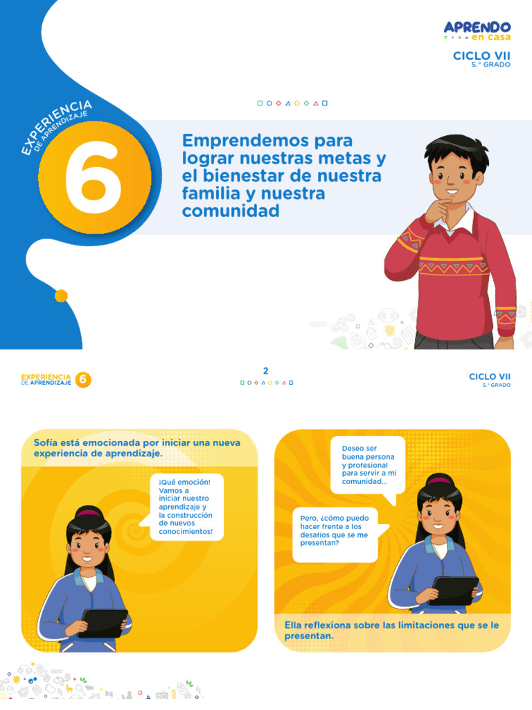 Experiencia de Aprendizaje 6 5° Grado | Descargar gratis PDF | Iniciativa empresarial | Plan de ...