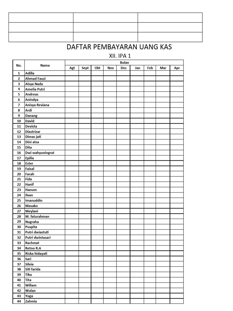239047153 Contoh Daftar Pembayaran Uang Kas | PDF