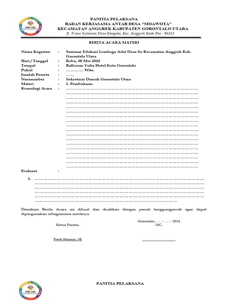 Berita Acara Pemaparan Materi | PDF | Game & Aktivitas | Komputer