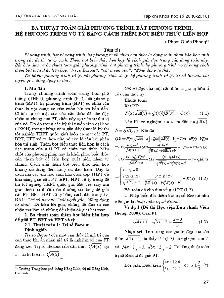 Ba Thut Toan Gii PHNG Trinh BT PH | PDF