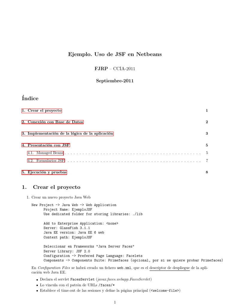 Ejemplo JSF | PDF | Enterprise Java Beans | Plataforma Java