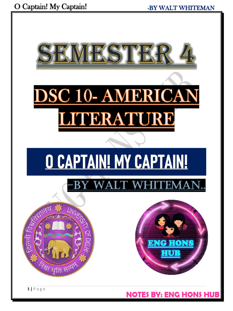 O Captain! My Captain! By Walt Whitman | PDF | Walt Whitman