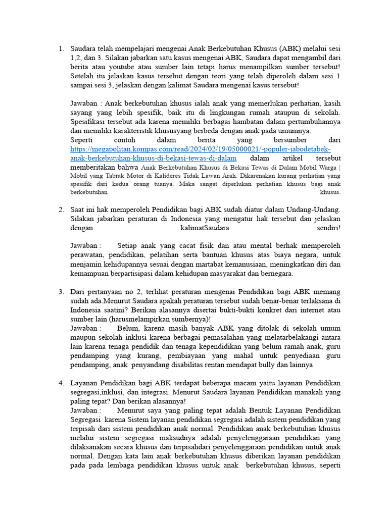 Saudara Telah Mempelajari Mengenai Anak Berkebutuhan Khusus | PDF