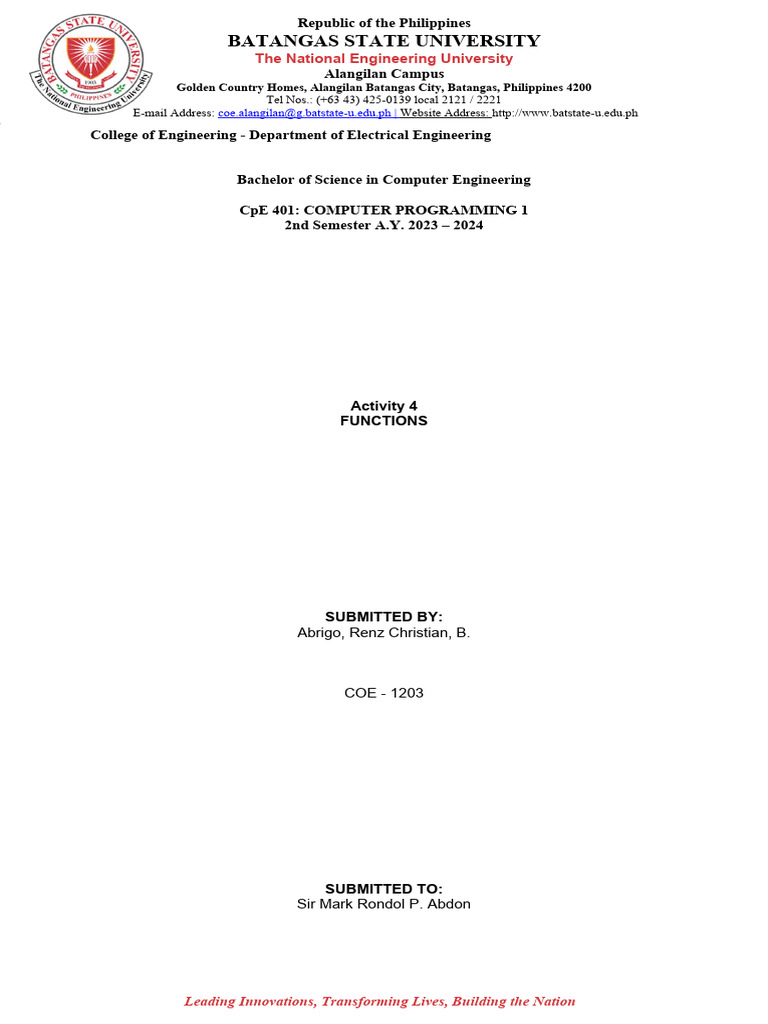 Activity 4 | PDF | Computer Engineering | Software Engineering