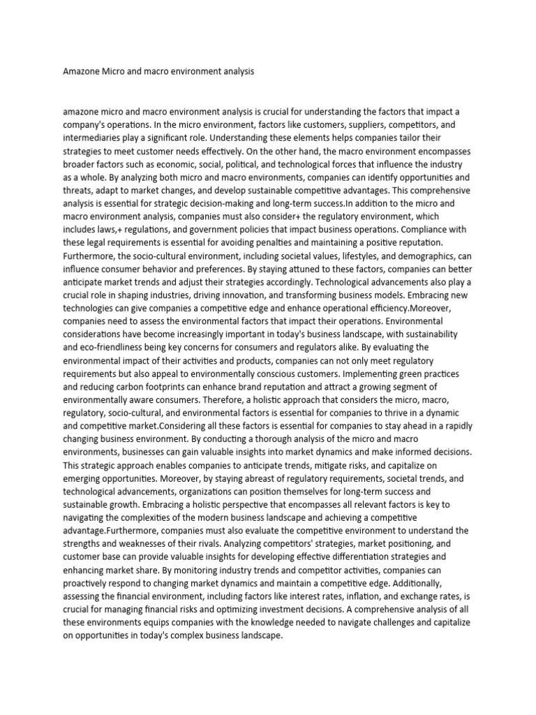 Amazone Micro and Macro Environment Analysis | PDF | Macroeconomics ...
