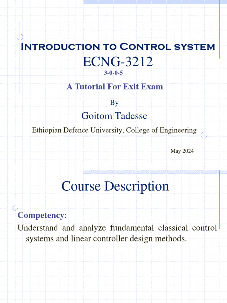 ECNG-3212 Lecture 01 | PDF | Control Theory | Feedback