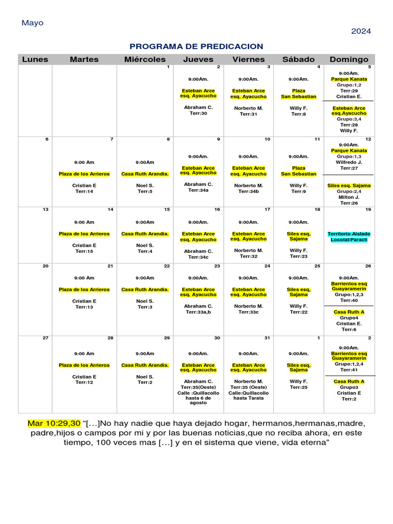 Programa Predicación Mayo 2024 | PDF