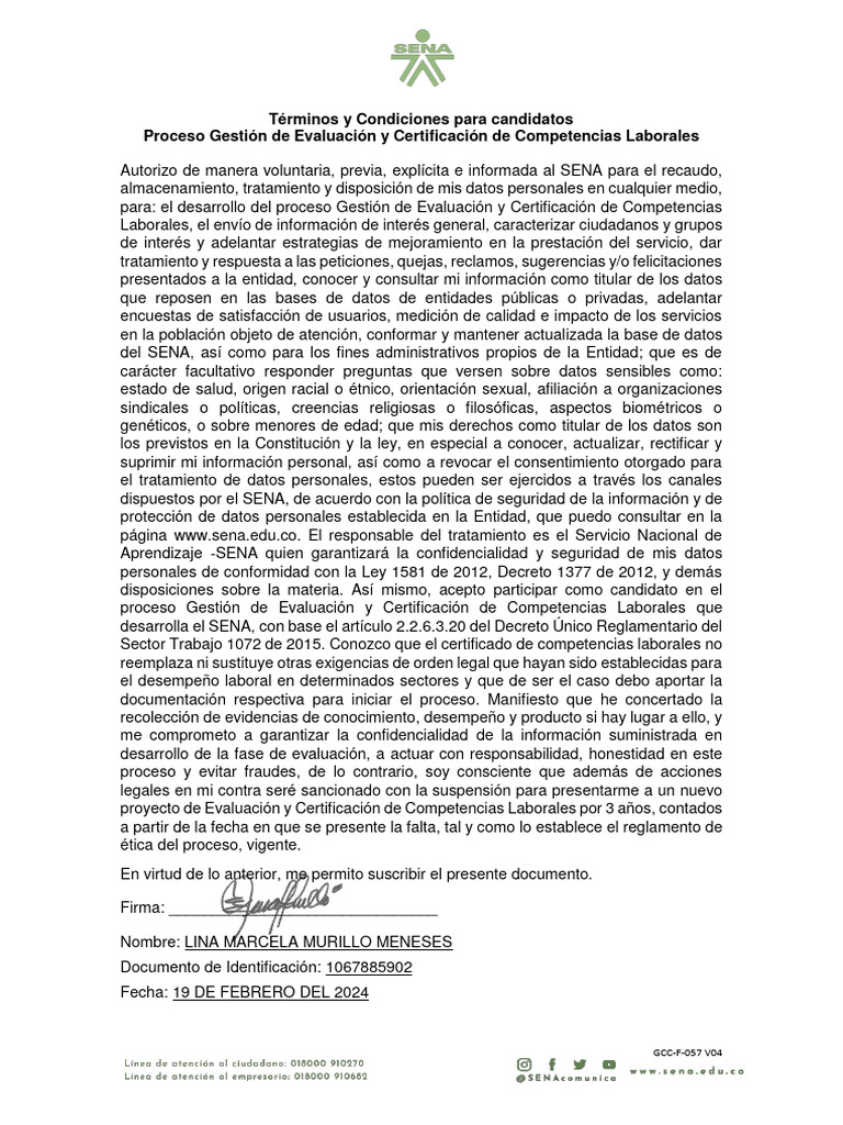 GCC-F-057 Formato Términos y Condiciones para Candidatos VIGENTE LINA ...