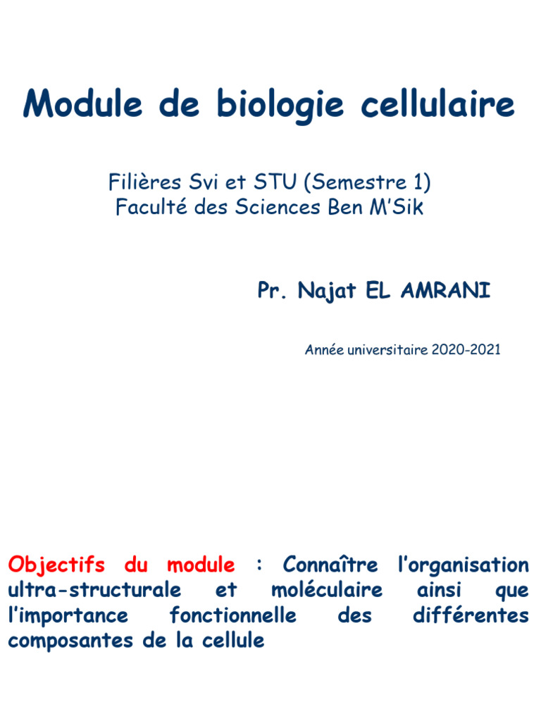 Introduction À La Biologie Cellulaire 2019-2020 PR Najat | PDF ...