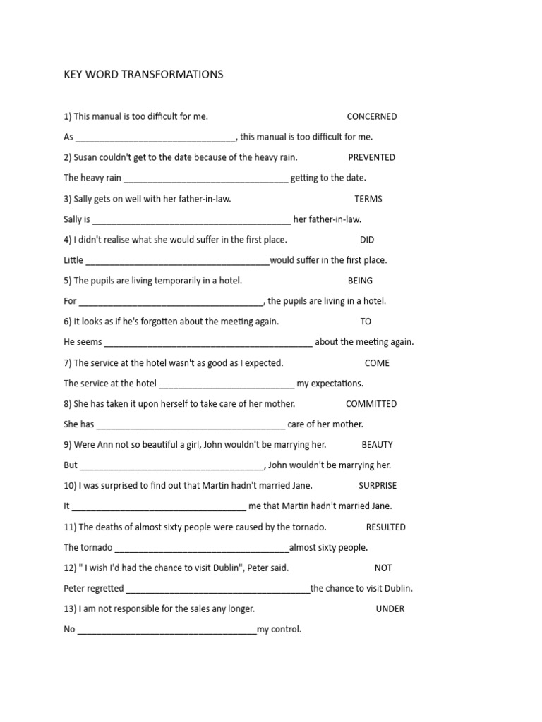 KEY WORD TRANSFORMATIONS New | PDF