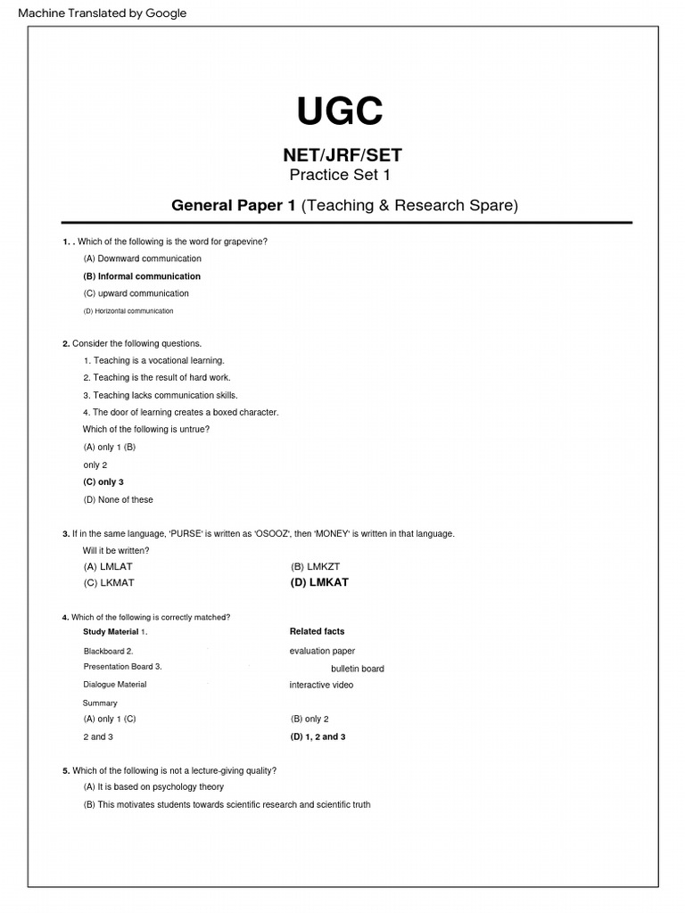 Ugc Net Model Paper 1 | PDF | World Wide Web | Internet & Web