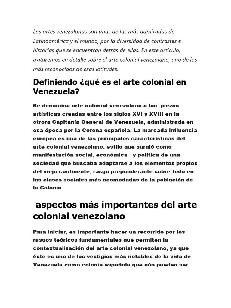 El Arte Colonial | PDF | Venezuela | Escultura