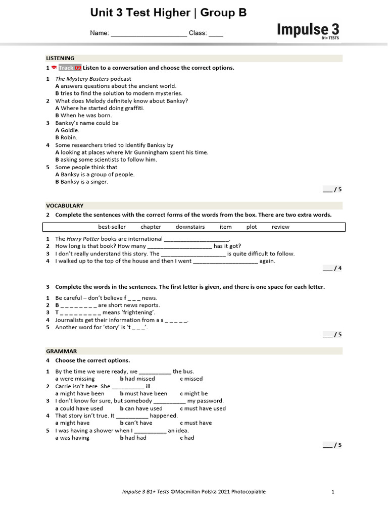 Unit 3 Test Higher B | PDF