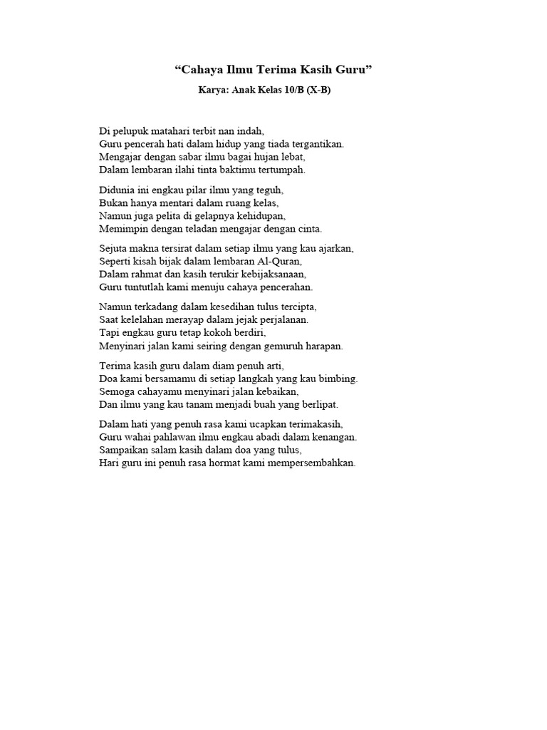 Cahaya Ilmu Terima Kasih Guru (Puisi 2) | PDF
