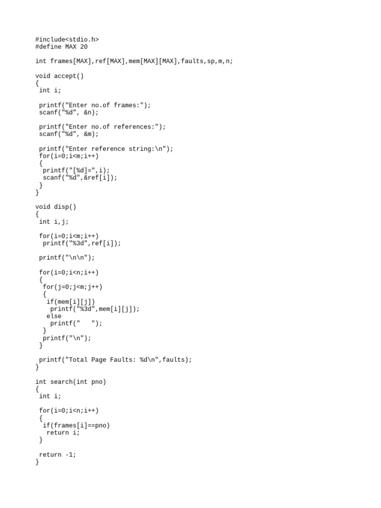 FIFO Page Replacement in C | PDF