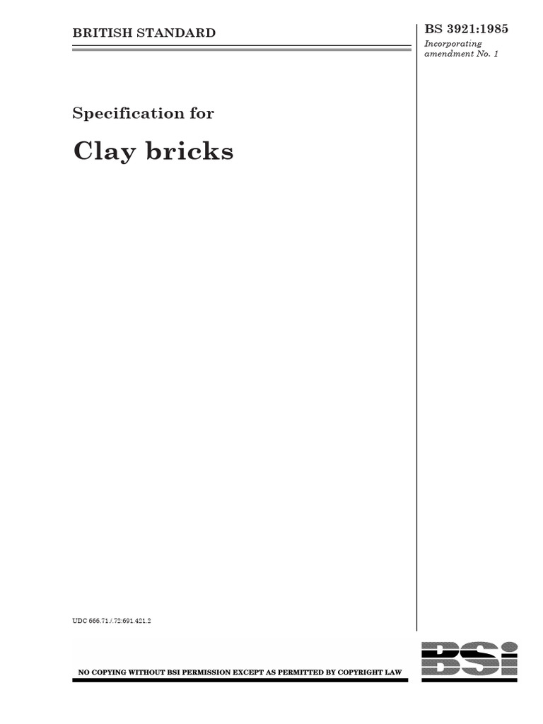 Specification For Clay Bricks | Download Free PDF | Brick | Engineering ...