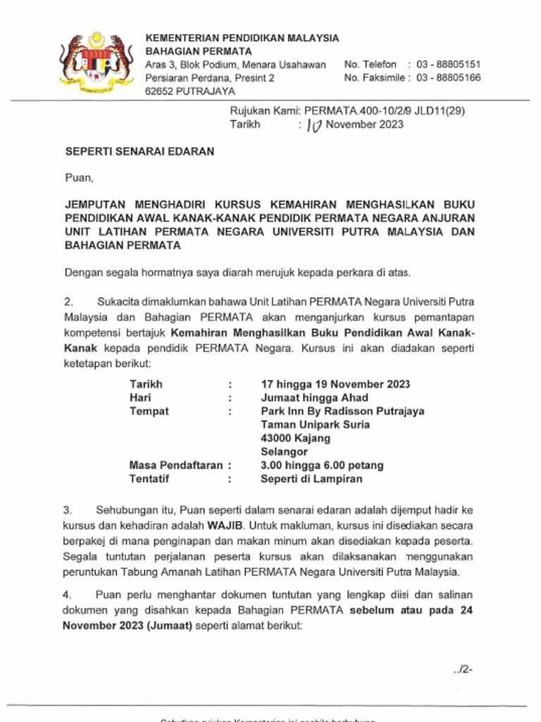 Jemputan Menghadiri Kursus Kemahiran Menghasilkan Buku Pendidikan Awal ... Jemputan Menghadiri Kursus Kemahiran Menghasilkan Buku Pendidikan Awal ...