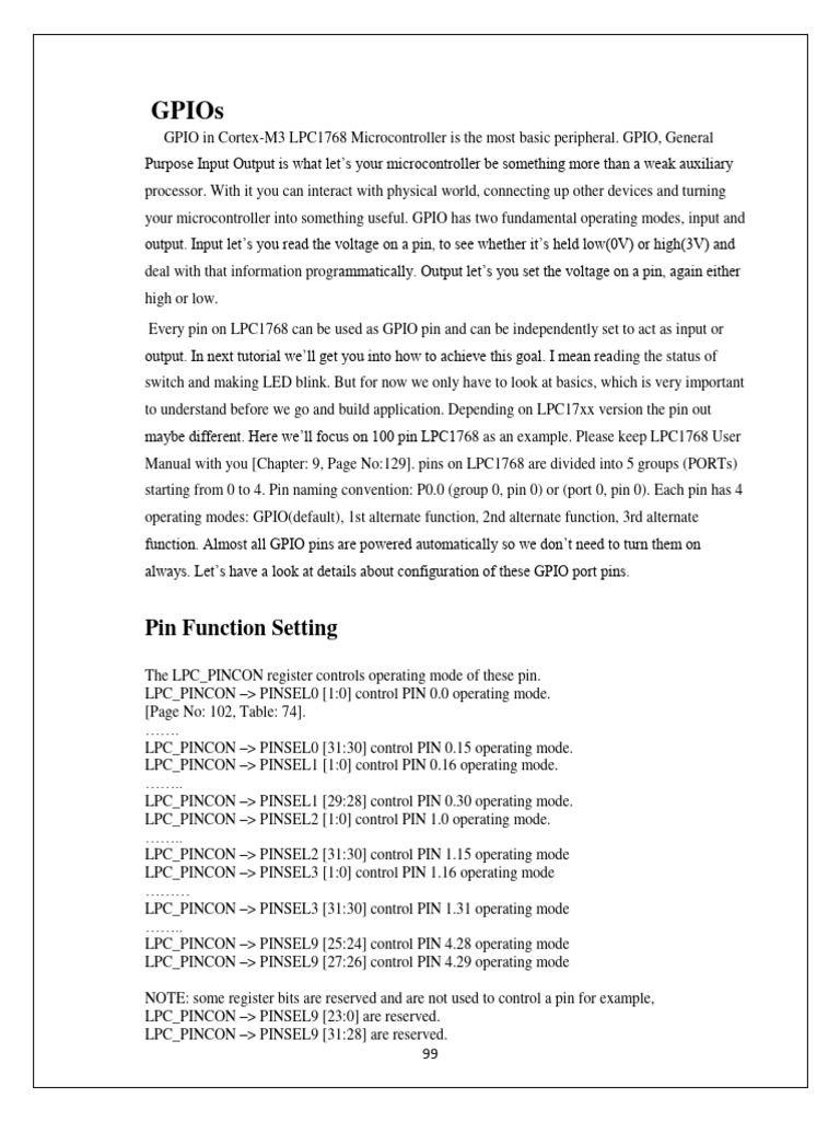 GPIO and Timer Basics for LPC1768 | PDF | Analog To Digital Converter | Microcontroller