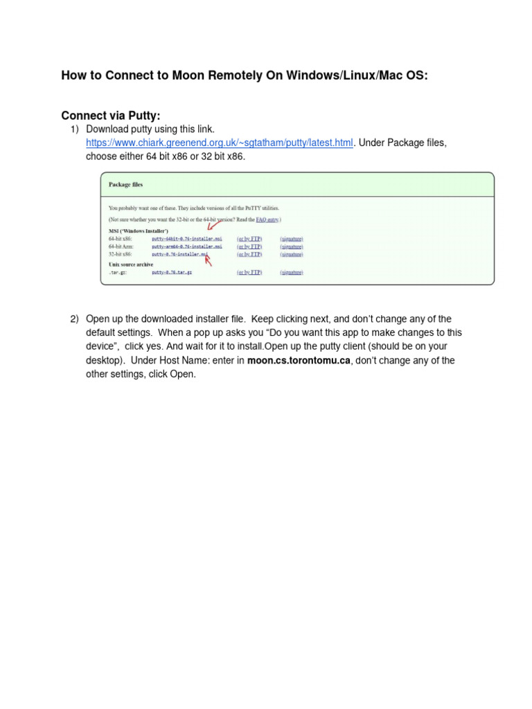 Connect To Moon Remotely Handout | PDF | Password | Login