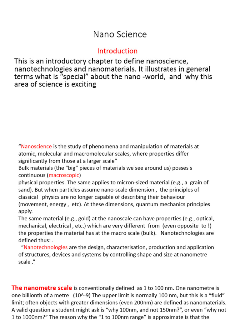 Introduction to Nanoscience and Nanomaterials | PDF | Nanotechnology ...