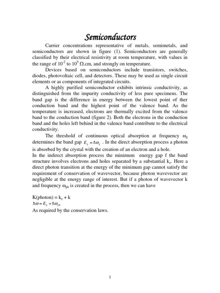 1-2Semiconductors2 | PDF | Semiconductors | Band Gap