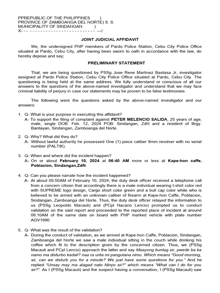 Affidavit Arresting Officer 1 | PDF | Affidavit | Legal Procedure