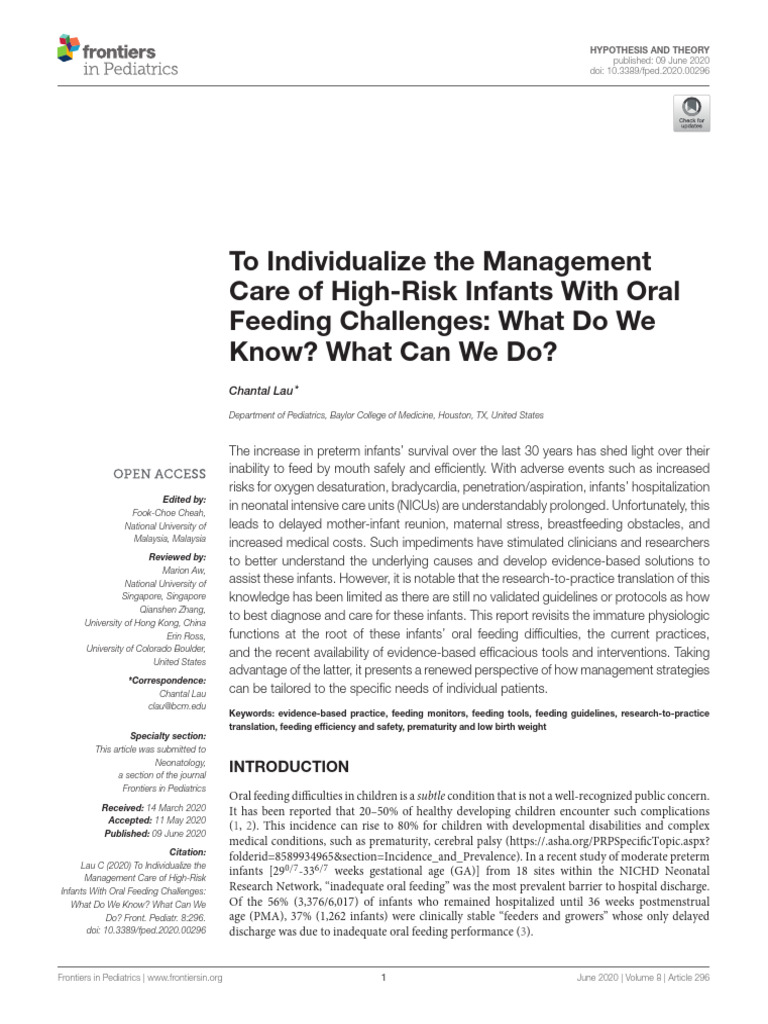 Chantal. To Individualize The Management Care of High-Risk Infants With ...