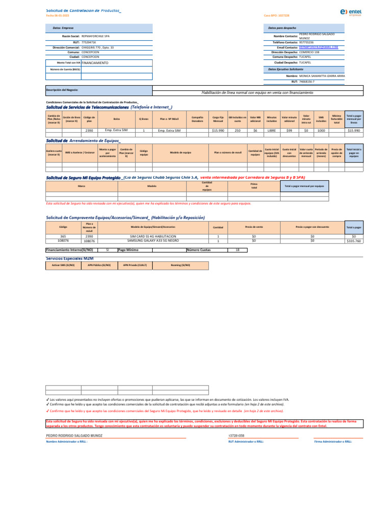 Formulario Cliente Movil Con MEP (1) 2 | PDF | Telecomunicaciones
