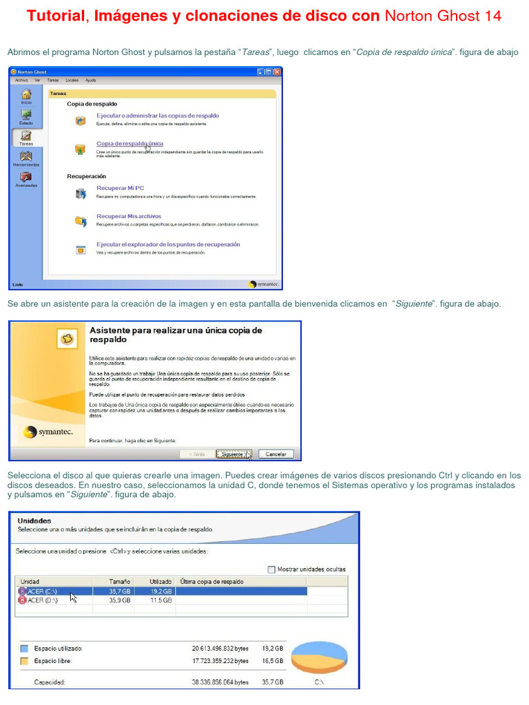 Norton Ghost 14 Tutorial | PDF | Ventana (informática) | Arranque