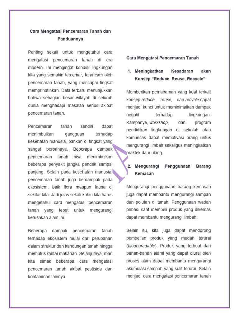 Cara Efektif Atasi Pencemaran Tanah | PDF