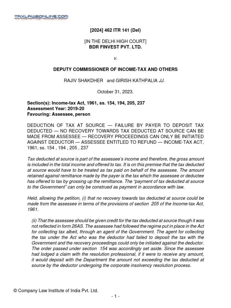 Recovery of Tax When TDS Deducted | PDF | Income Tax | Taxes