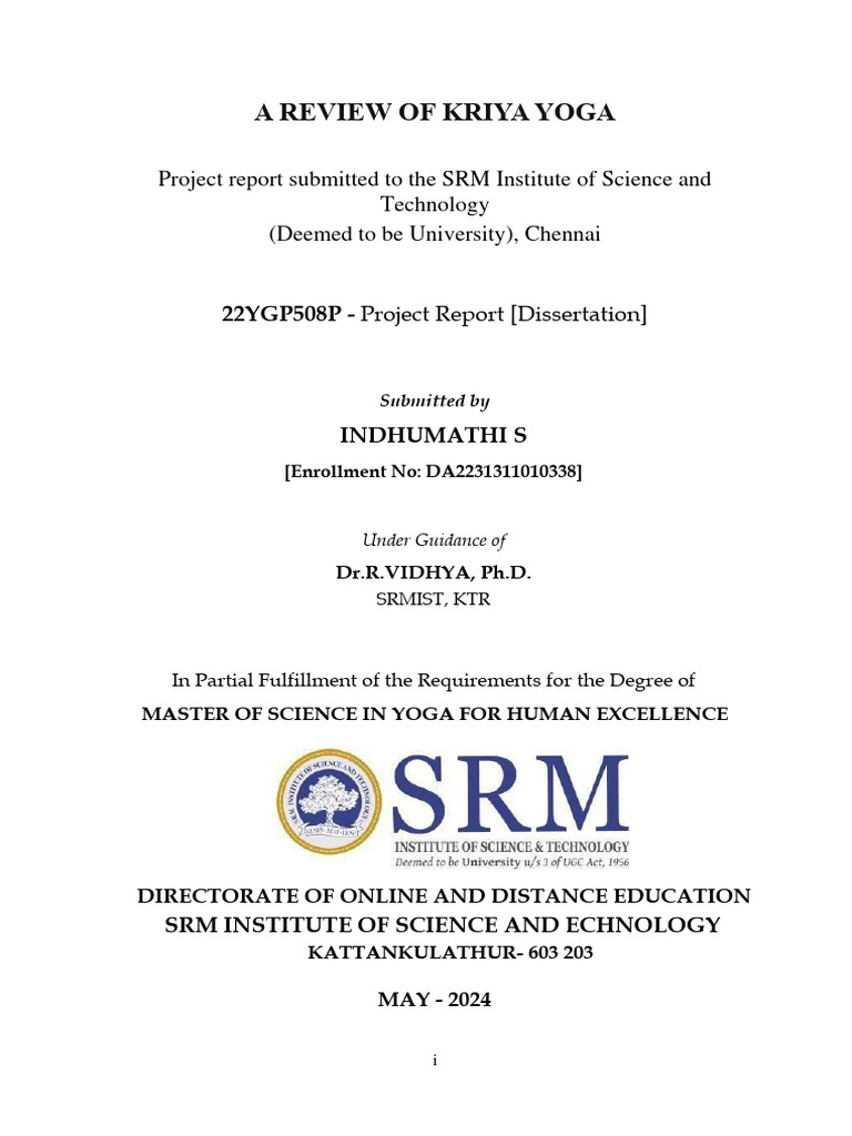 KRIYA YOGA - DA2232311010338 - INDHUMATHI S - Dr.R.VIDHYA | PDF | Abdomen