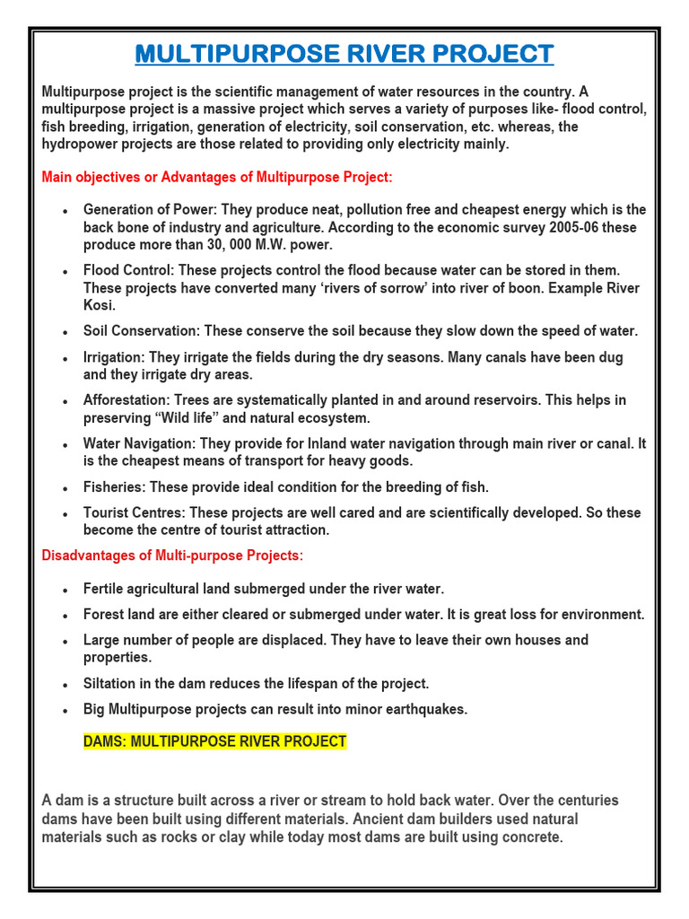 Multipurpose Project | Download Free PDF | Hydroelectricity | Dam