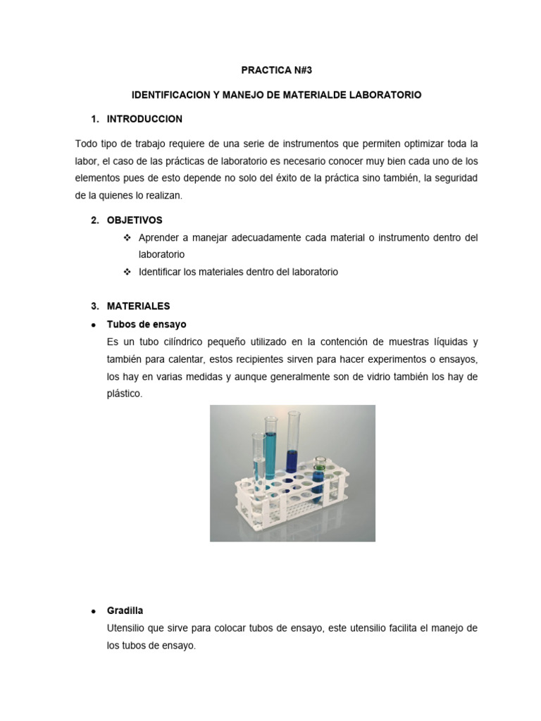 PRACTICA #3 materiales de laboratorio | PDF