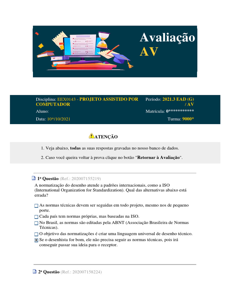 Prova (AV) - 2021.2 - Projeto Assistido Por Computador - Estácio de Sá | PDF | BIM | Informática