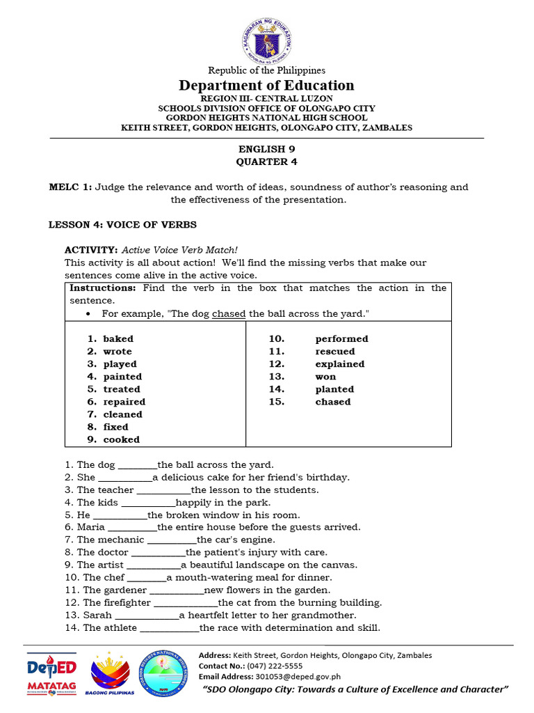 Lesson-4 - Voice of Verbs - Act | PDF