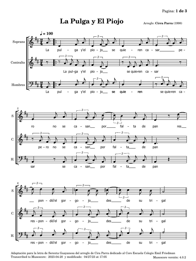 La Pulga y El Piojo - Serenata Guayanesa | PDF